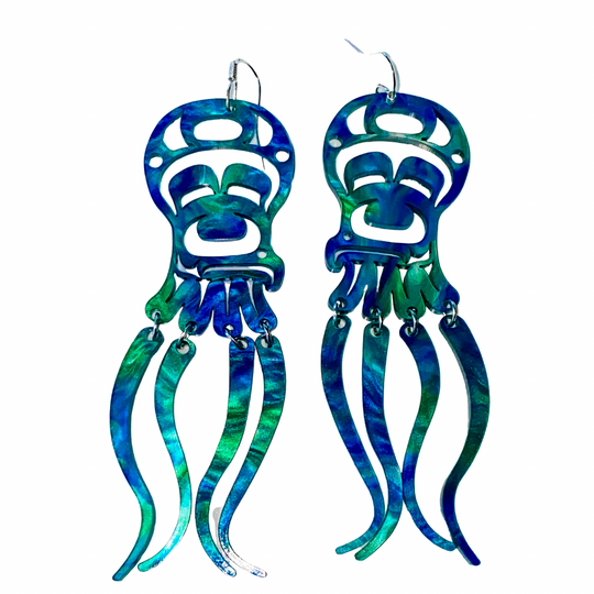 Acrylic Earrings Octopus Design | Indigenous Jewelry – Totem Design House